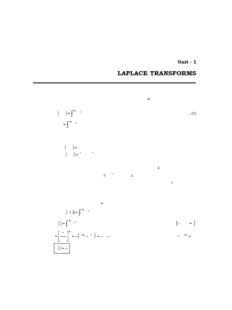 Laplace Transform Part-1 (Unit-1) | PDF | Function (Mathematics) | Laplace Transform