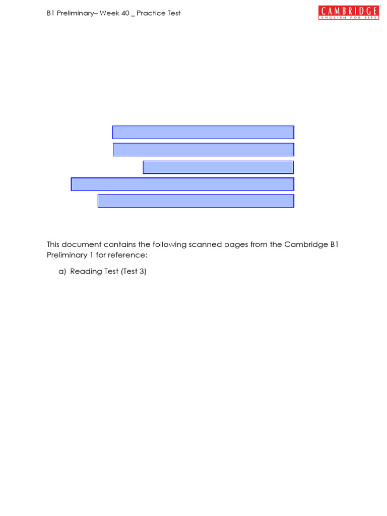B1 Preliminary Reading Practice Test | PDF | Evaluation Methods ...