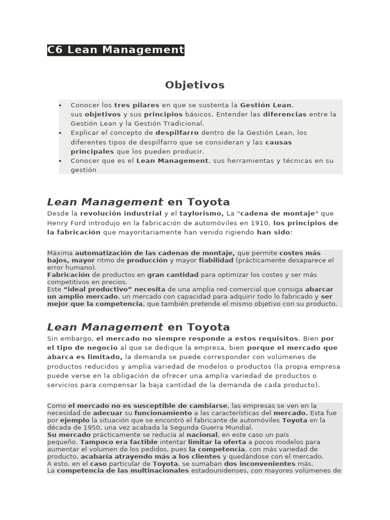 C6 Lean Management | PDF | Lean Manufacturing | Six Sigma
