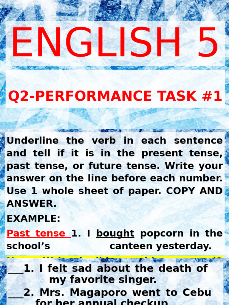 q2 English 5 Performance Task 1 | PDF