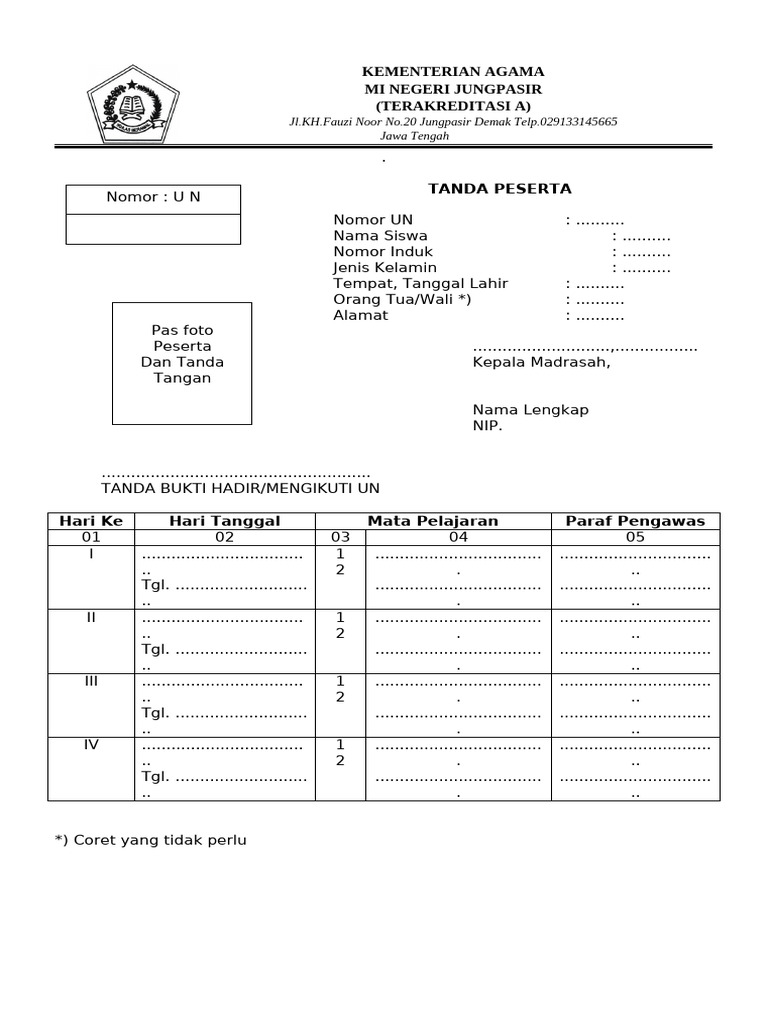 Tanda Peserta UN | PDF