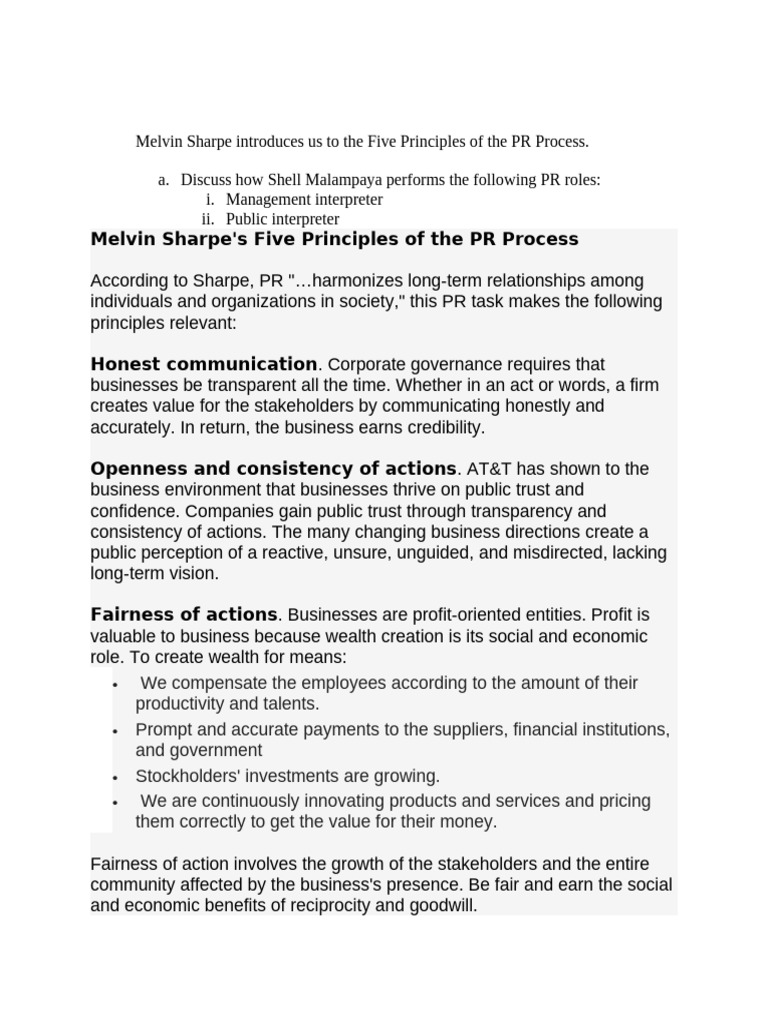 Five Principles of PR Process Explained | PDF | Public Relations ...