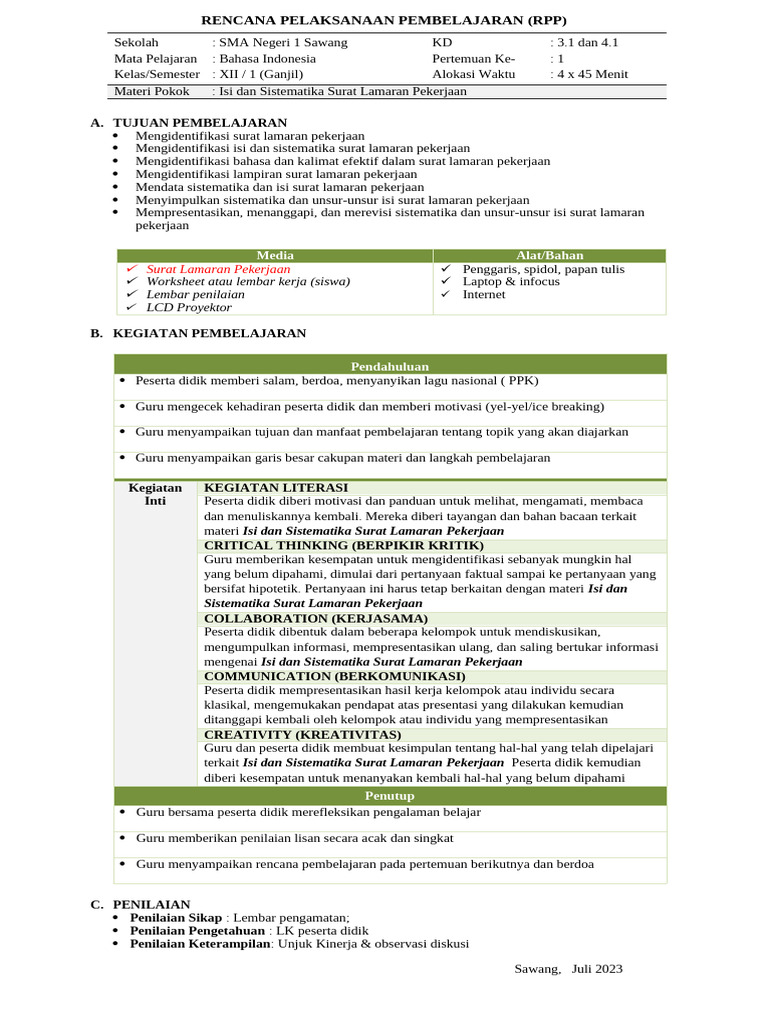 RPP 1 X Pertemuan Akreditasi Sekolah | PDF