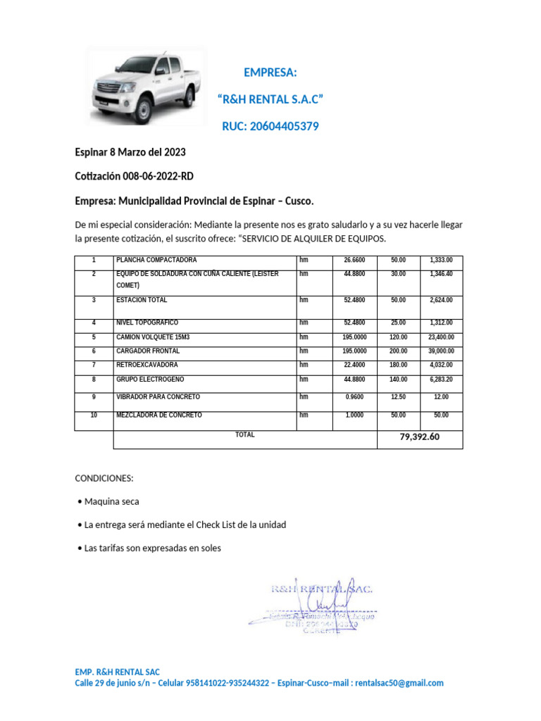 Emresa de Alquiler de Equipos | PDF