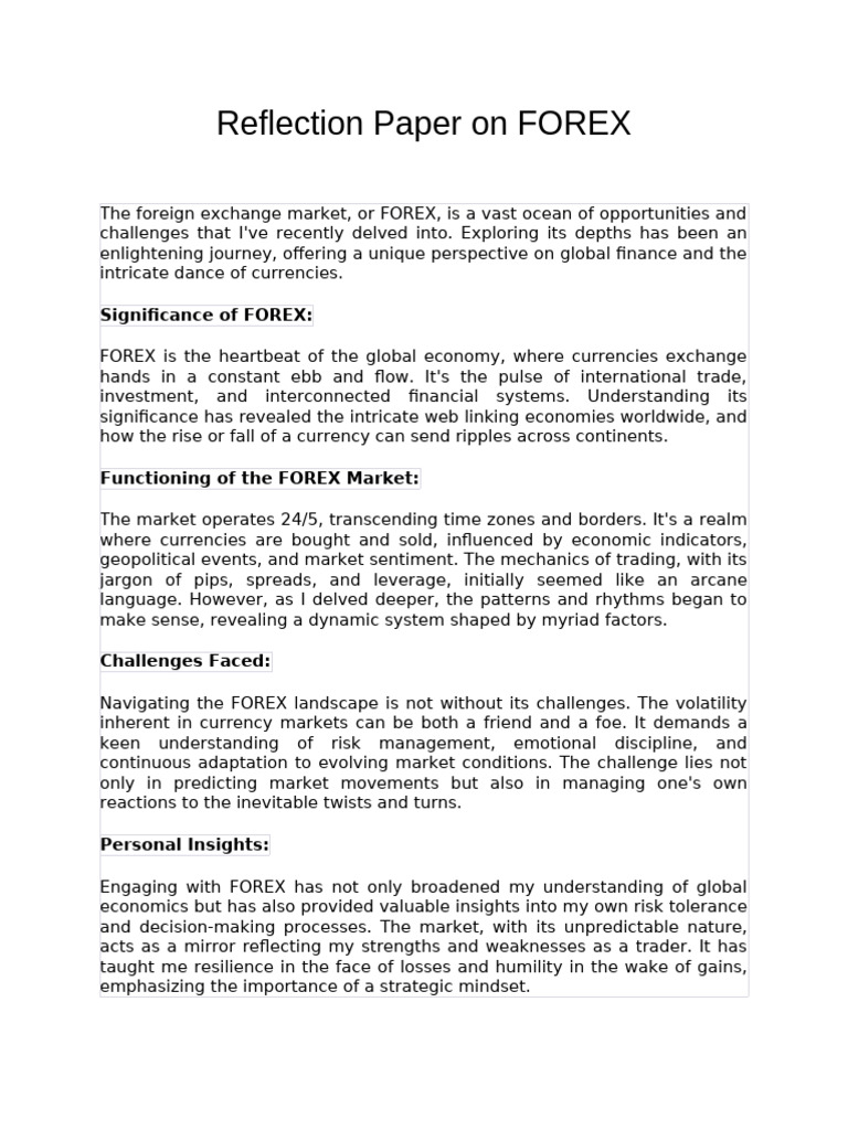 Reflection Paper On FOREX | PDF | Foreign Exchange Market | Market ...