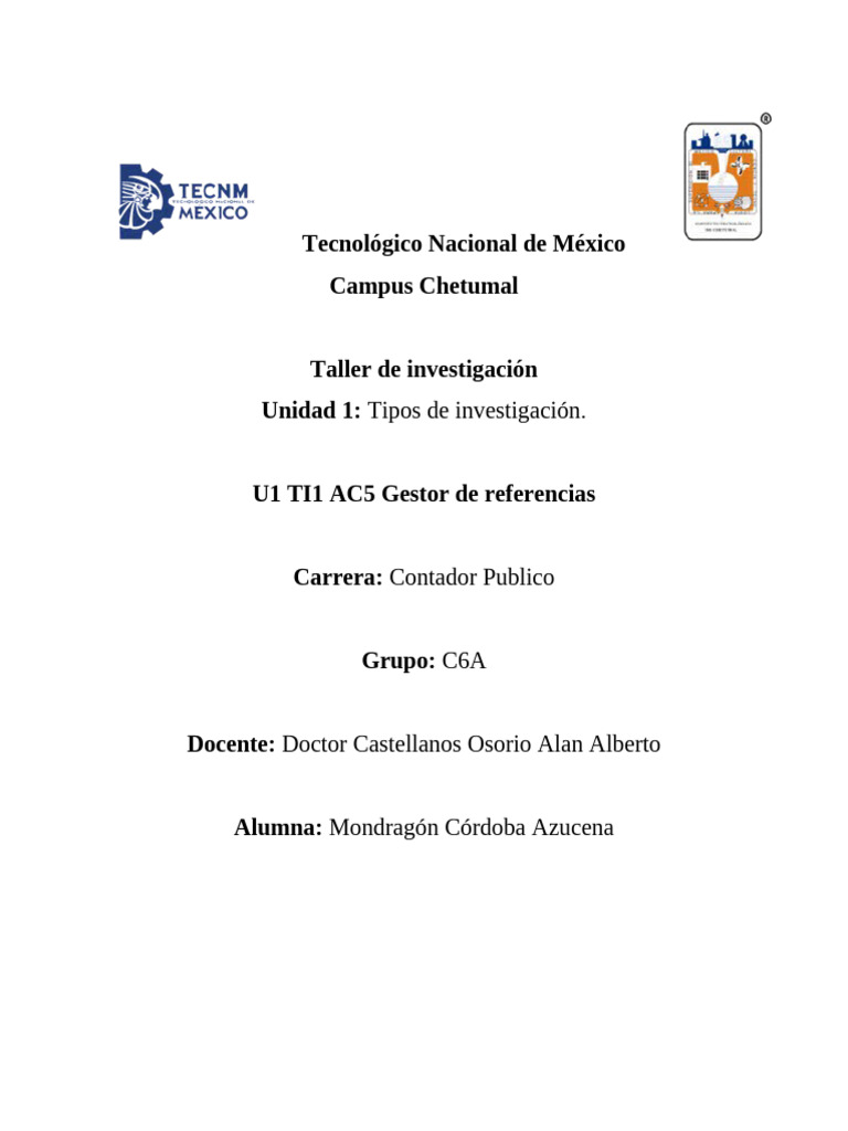 U1 TI1 AC5 Gestor de Referencias | PDF | Ciencias sociales