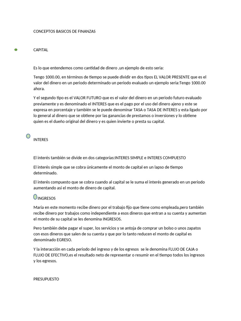 CONCEPTOS BASICOS DE FINANZAS | PDF