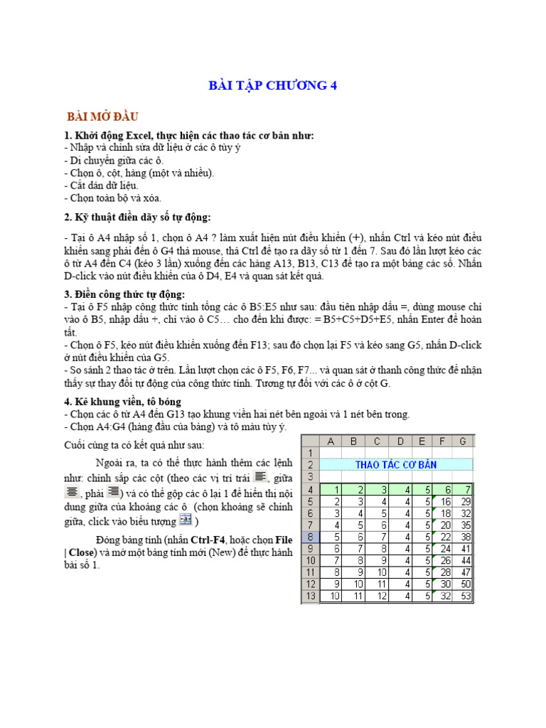 BÀI TH Excel 1 | PDF