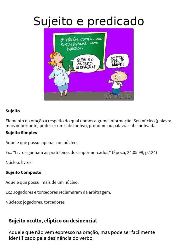 Sujeito e Predicado | PDF | Assunto (gramática) | Predicado (gramática)