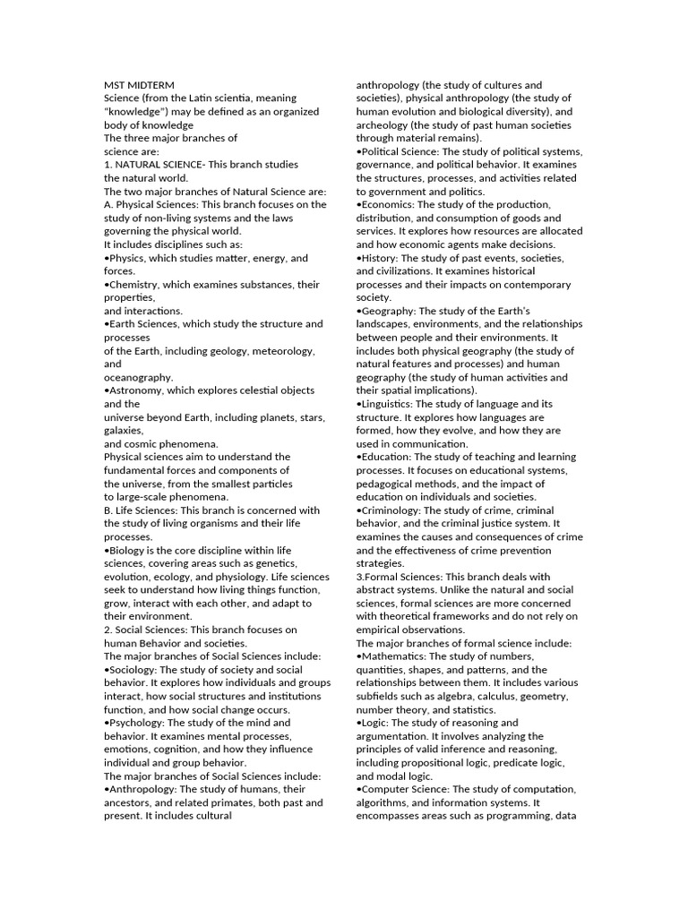 MST MIDTERM | PDF | Science | Social Sciences
