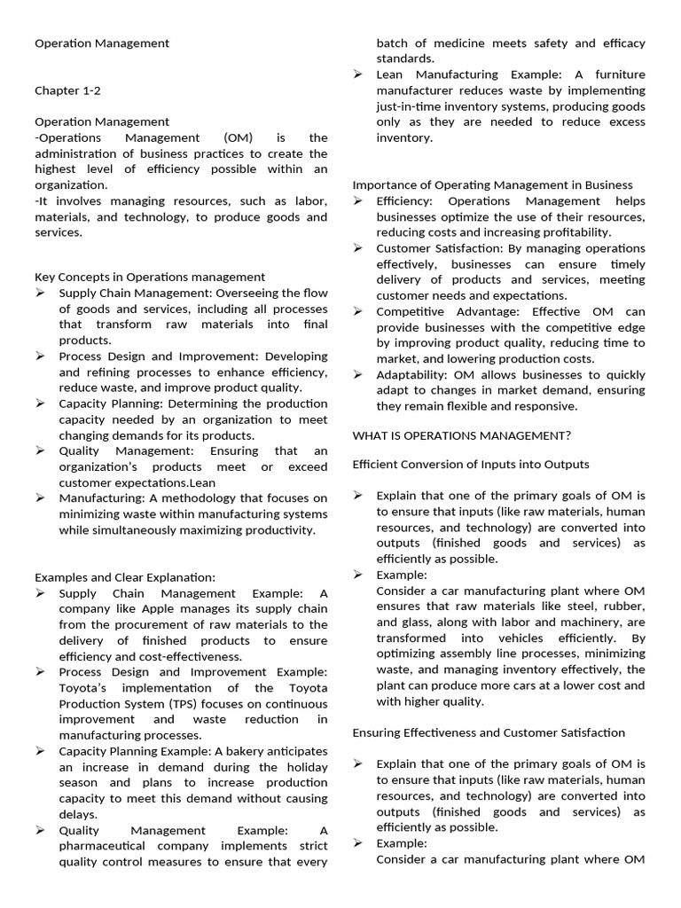 Operation Management | PDF | Inventory | Operations Management