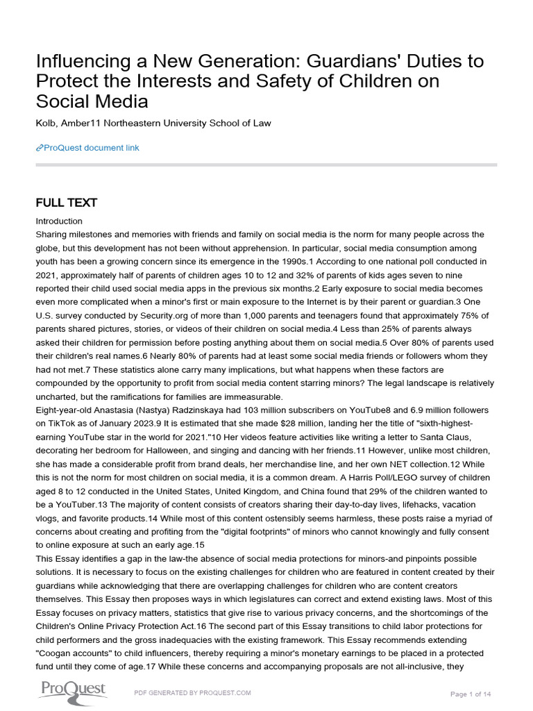 Influencing A New Generation: Guardians' Duties To Protect The ...