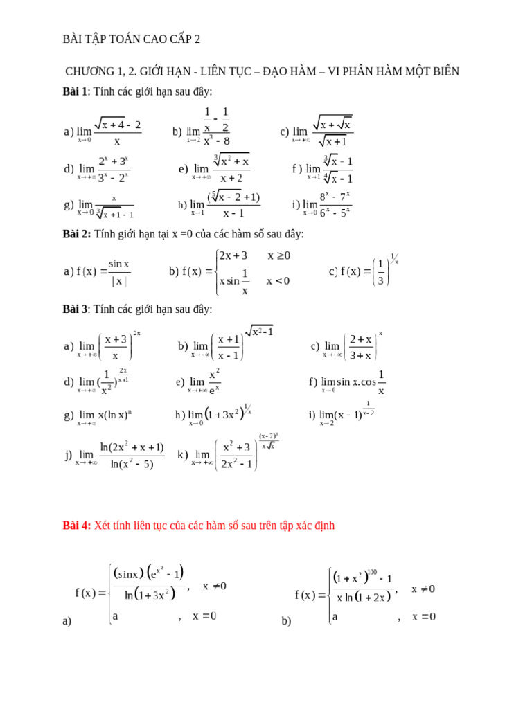 Bai Tap Chuong 1-2 | PDF