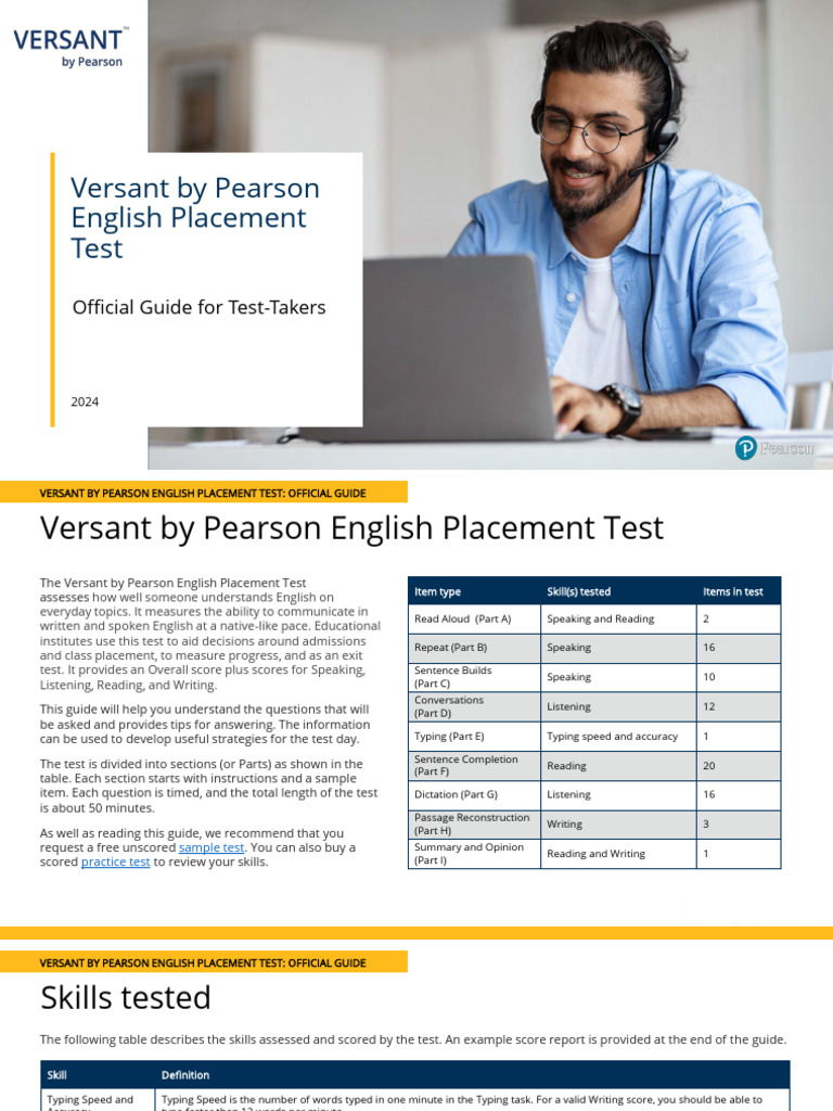 Versant English Placement Test Guide | PDF | English Language | Linguistics