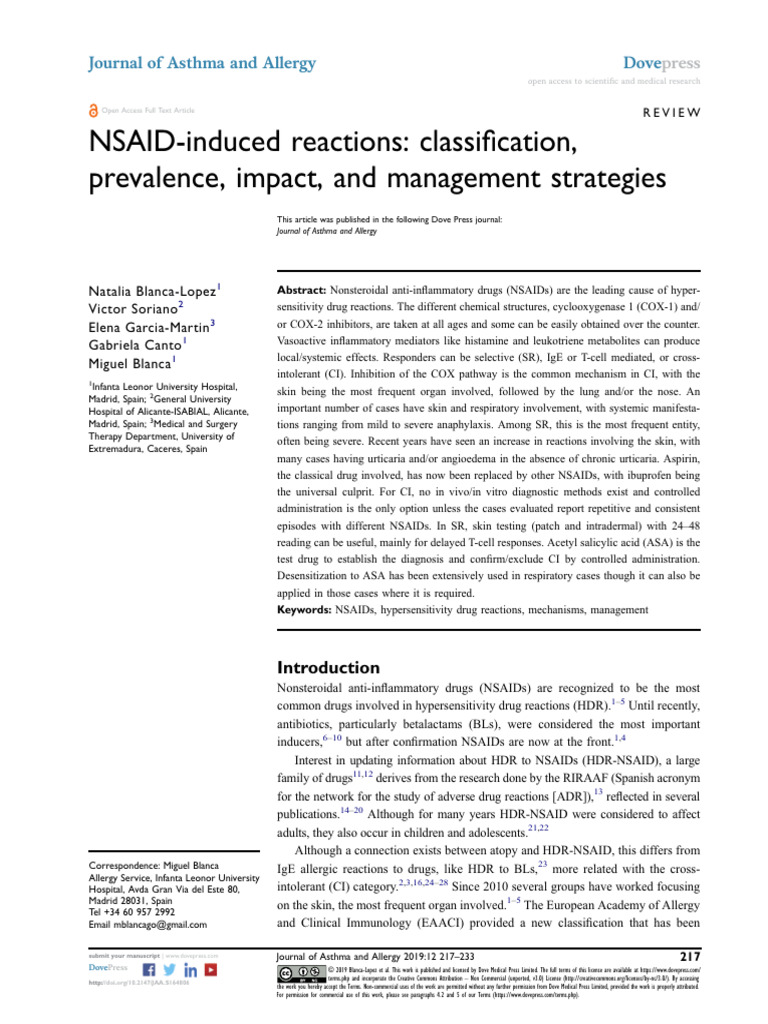 Jaa 164806 Nsaid Induced Reactions Classification Prevalence Impact ...