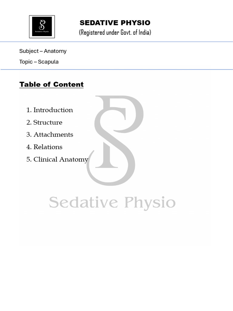 Scapula Anatomy and Key Features | PDF | Limbs (Anatomy) | Human Anatomy