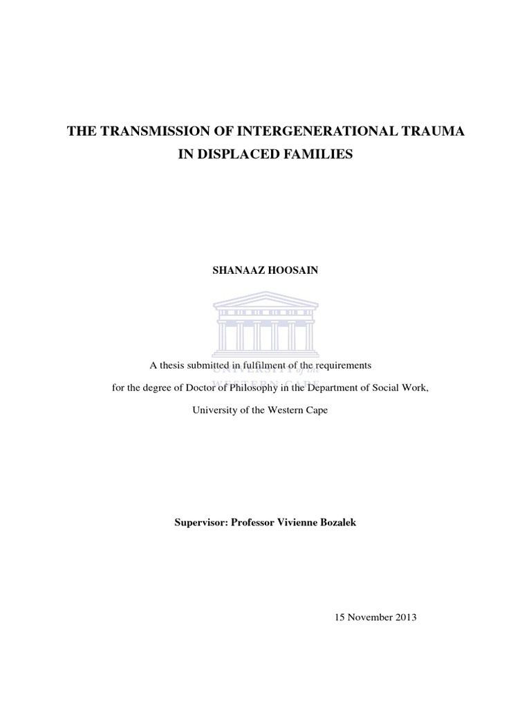 The Transmission of Intergenerational Trauma in Displaced Families ...