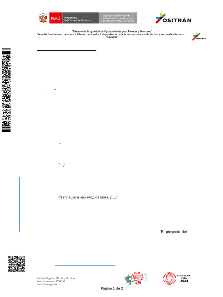 Oficio #0445-2024-PD-OSITRAN | PDF