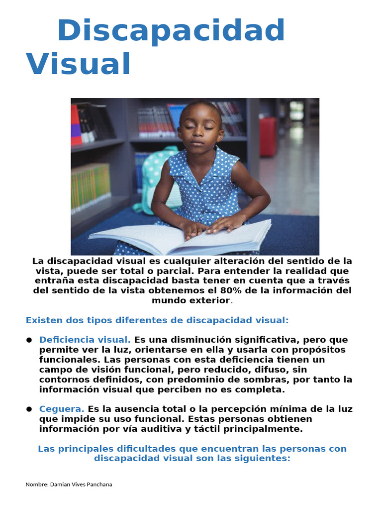 Tipos y características de discapacidad visual | PDF | Discapacidad ...
