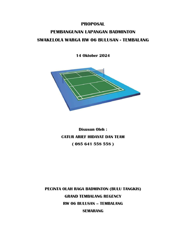 Proposal Pembangunan Lapangan Badminton | PDF