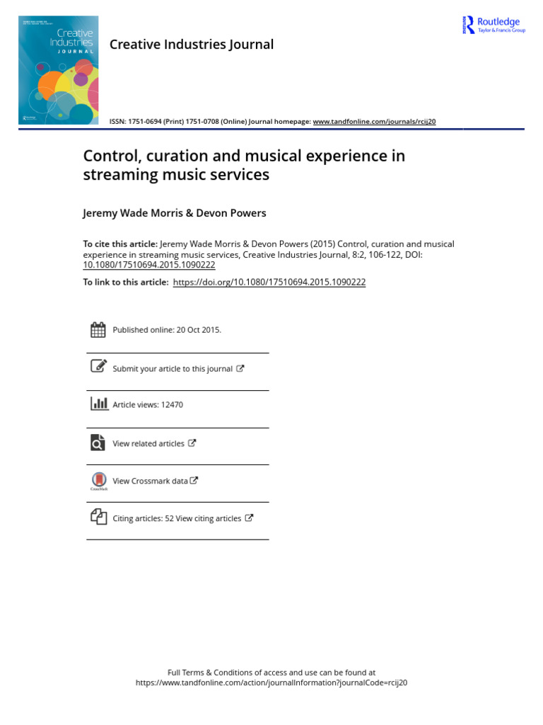 Streaming Music Services: Control & Curation | PDF | Spotify ...