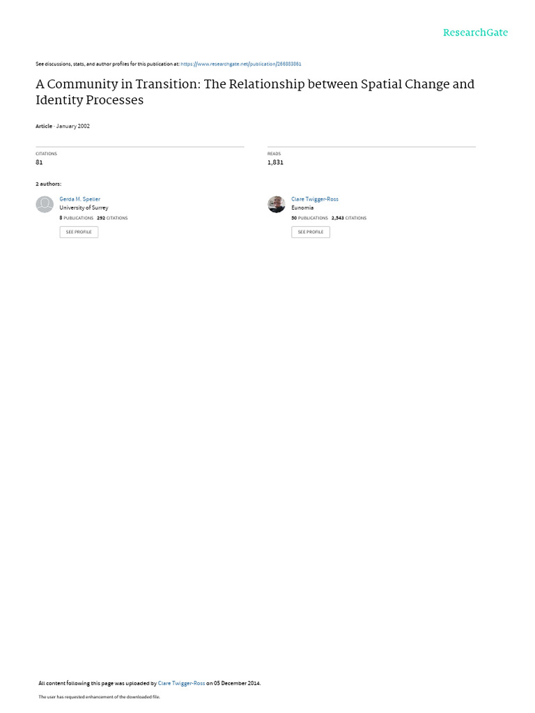 Spatial Change and Community Identity | PDF | Identity (Social Science ...