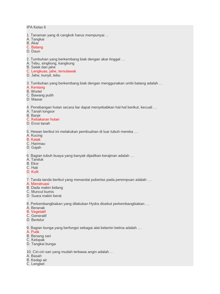 IPA Kls 6 | PDF | Griya & Taman | Sains & Matematika