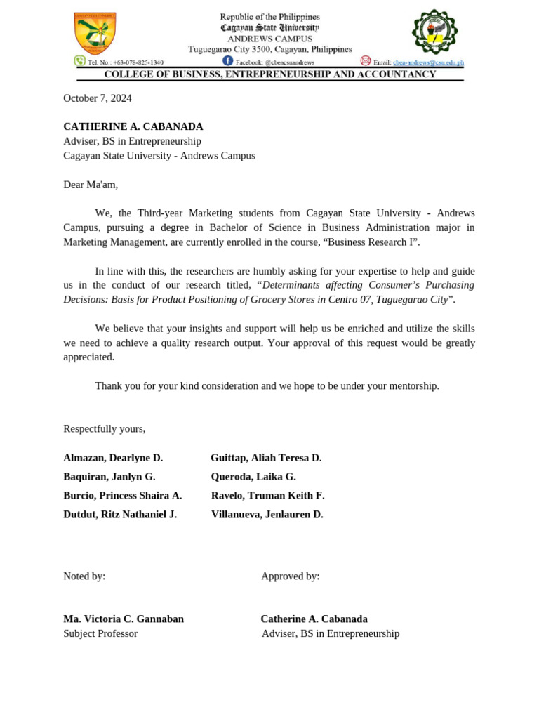 Letter for Research Adviser | PDF