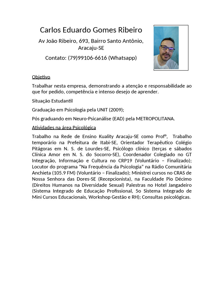 Currículo Carlos 2024 II | PDF