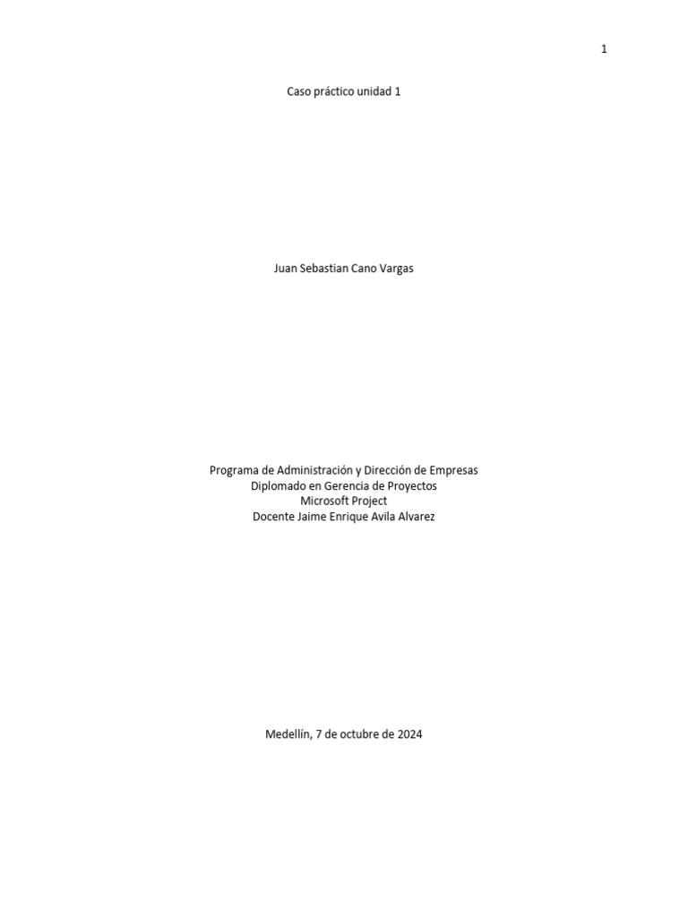 Caso Practico Unidad 1-Microsoft Project | PDF | Gestión de proyectos | Informática