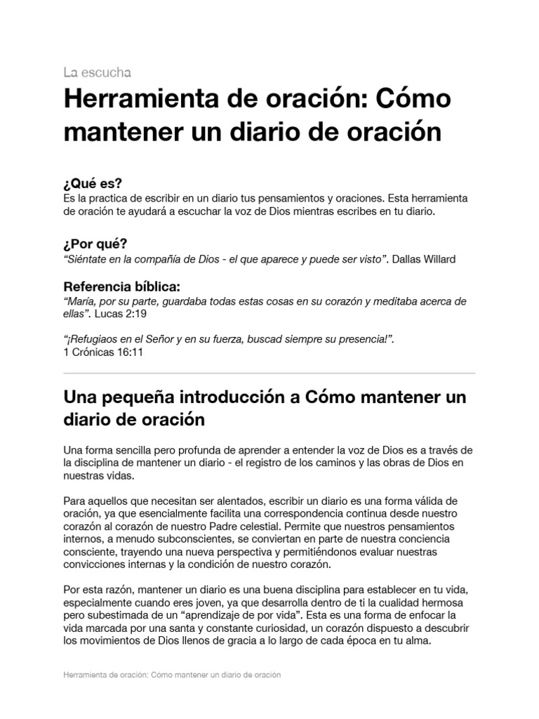 22 Herramienta de Oracion Como Mantener Un Diario de Oracion | PDF ...