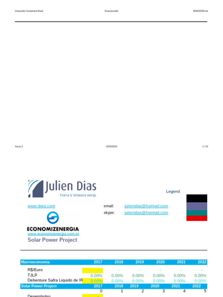 SolarModel Unsolved | PDF | Cost Of Capital | Financial Markets