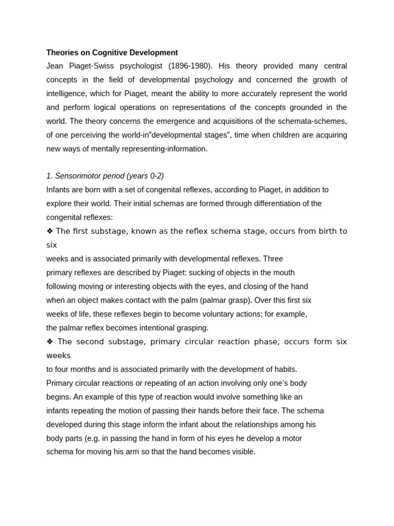 NOTES Theories On Cognitive Development | PDF | Memory | Cognition