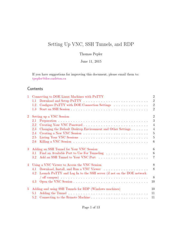 usingSshTunnelsVncRdp | PDF | Secure Shell | Windows Registry