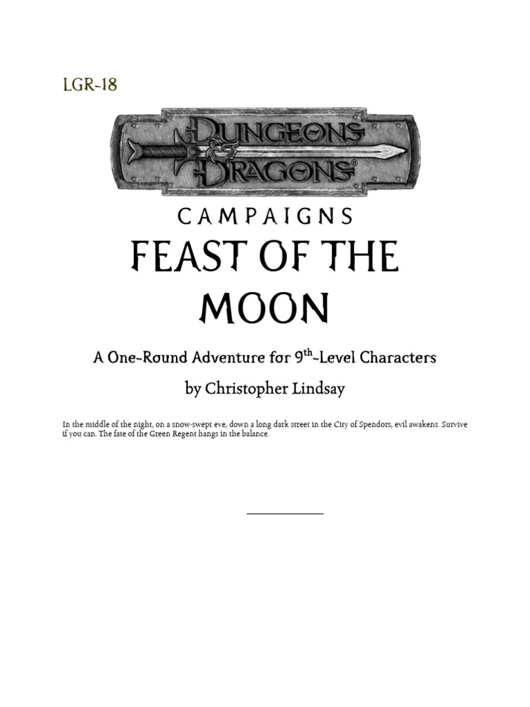 LGR18 - Feast of the Moon | PDF | Dungeons & Dragons | Wizards Of The Coast