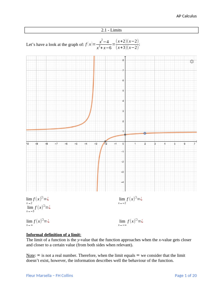Ap Calc - Chapter 2 Notes - Fall 2018 | PDF | Tangent | Slope
