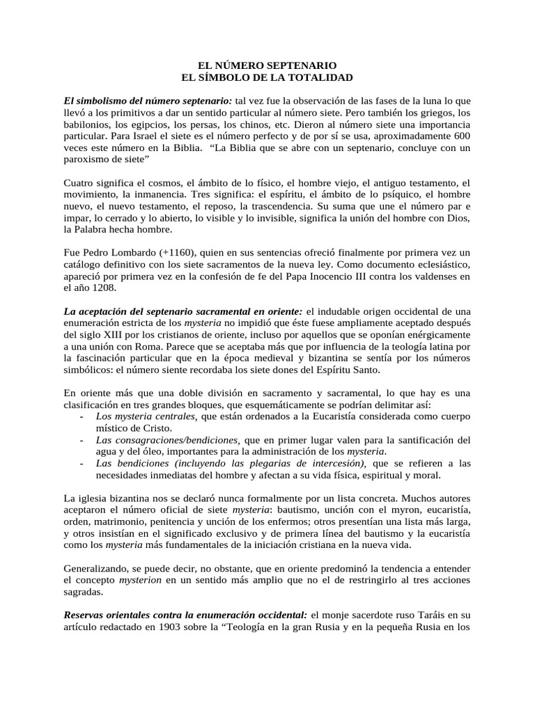 El Septenario Sacramental | PDF | Sacramentos | eucaristía