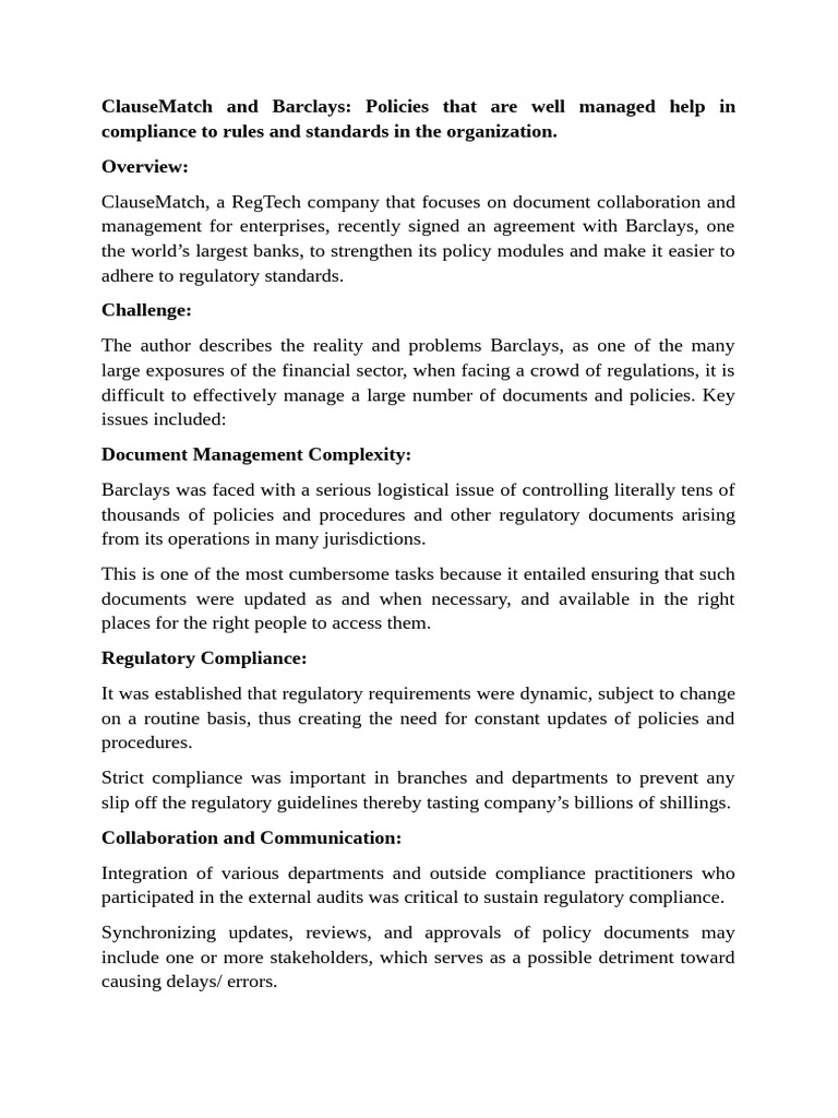 Barclays | PDF | Regulatory Compliance | Audit