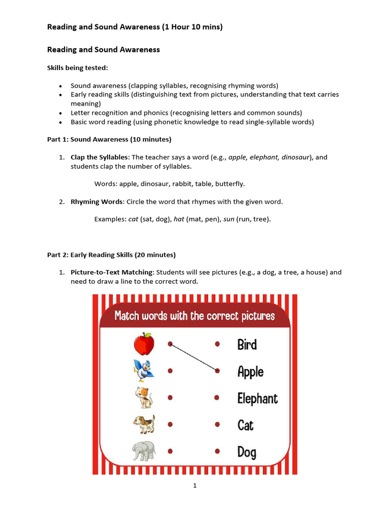 EY 3 Reading and Sound Awareness | PDF | Language Arts & Discipline