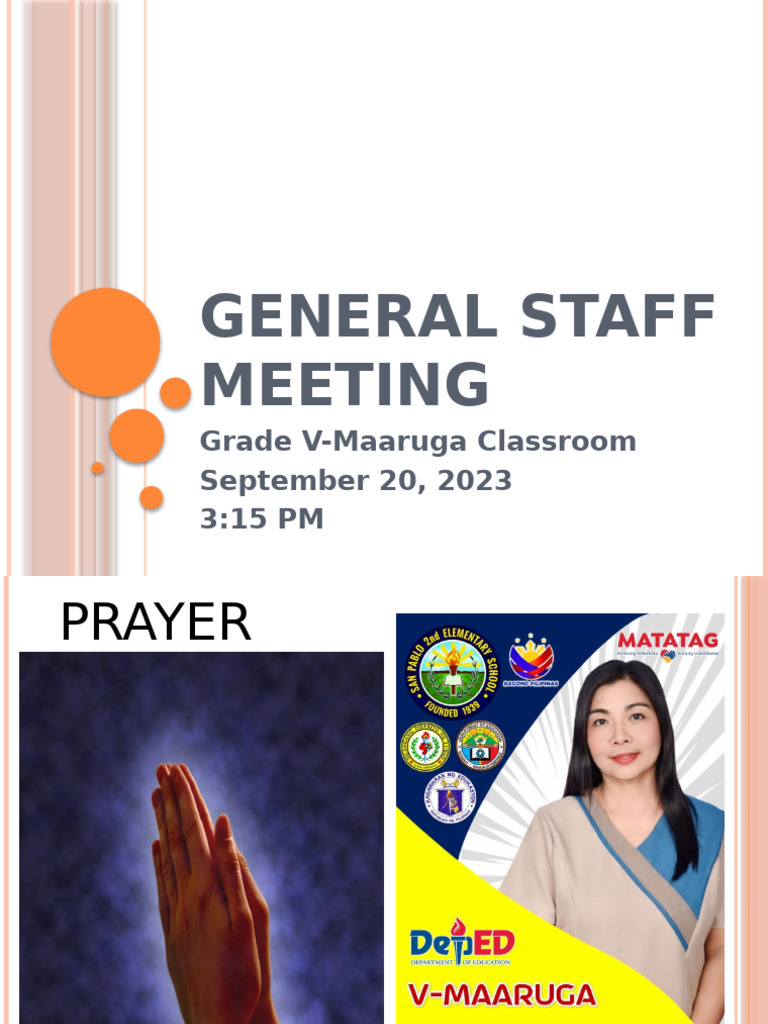 General Staff Meeting Agenda - Sept 2023 | PDF | Learning | Pedagogy