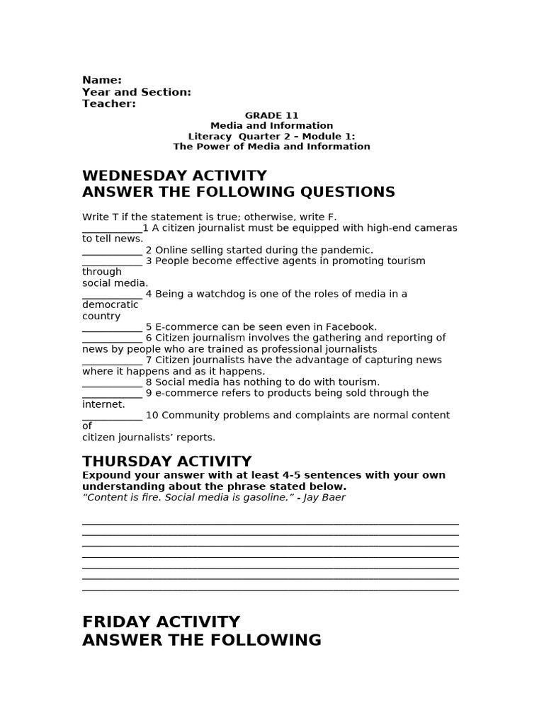 Media Information Literacy | PDF | News | Human Communication
