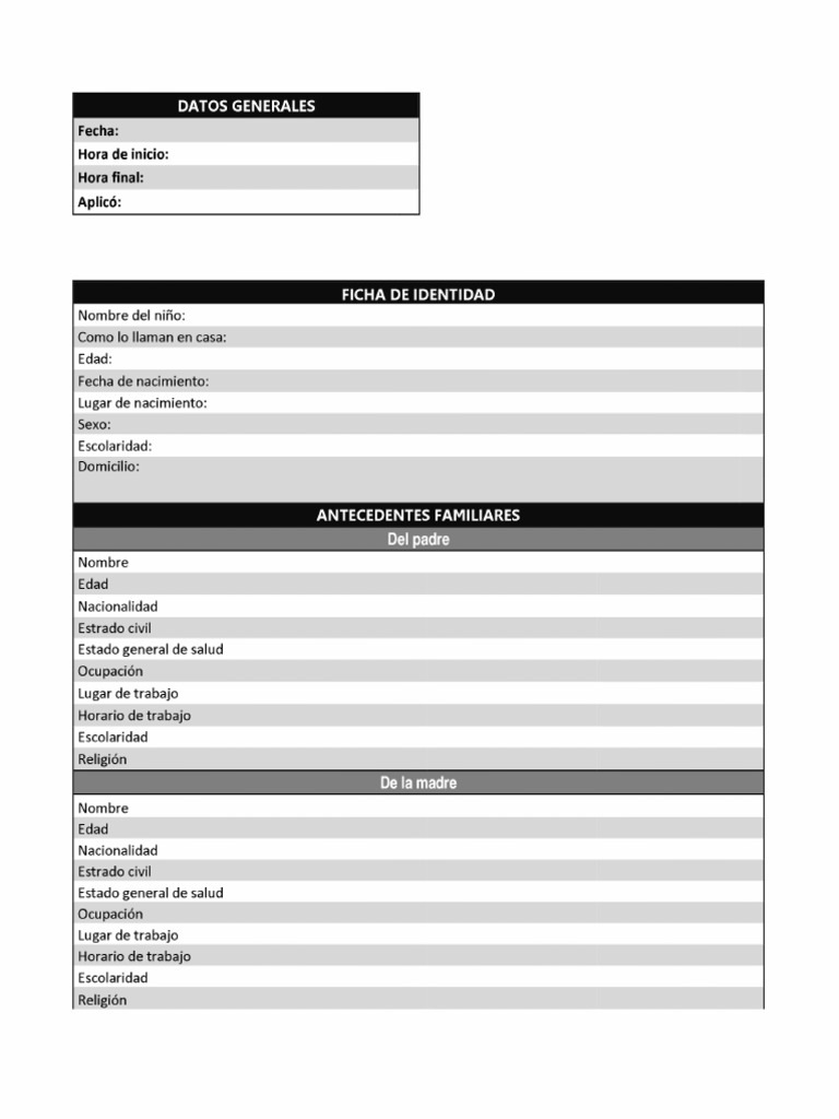 Entrevista General - Formato Entrevista Psicologica | PDF
