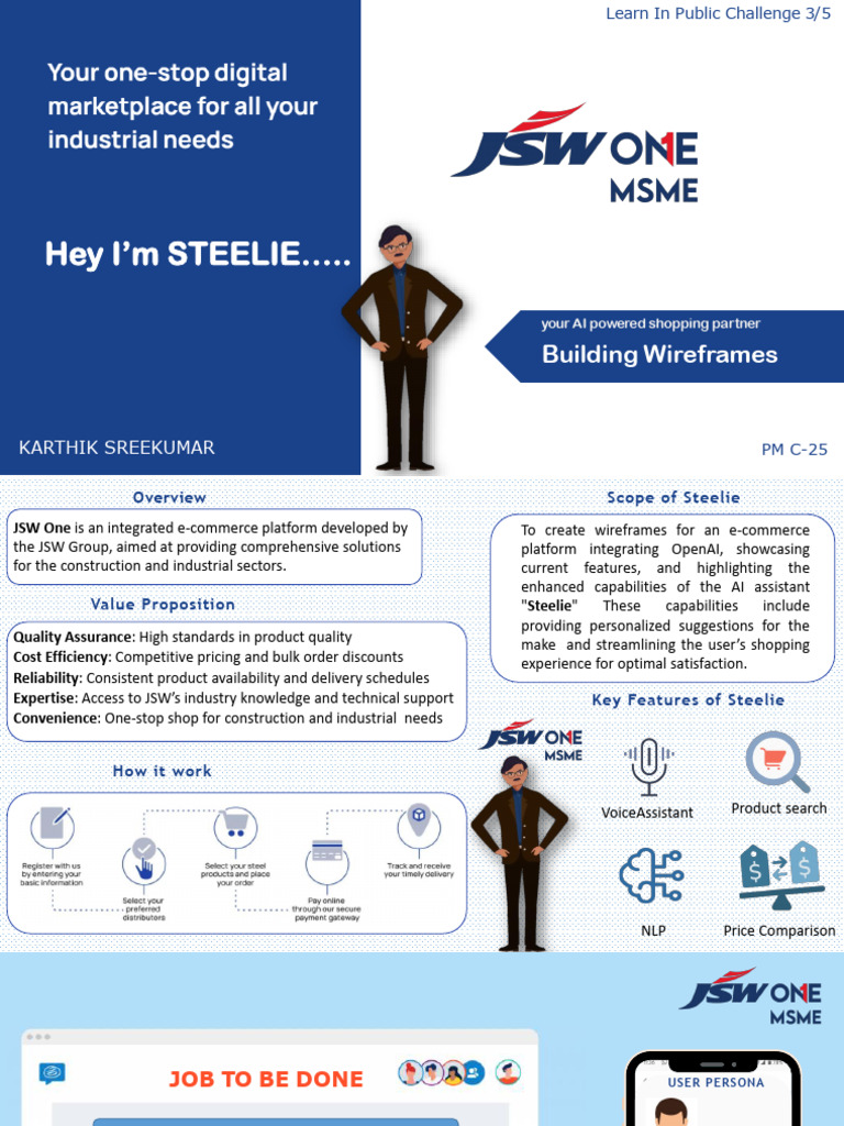 Introducing Steelie Your AI Assistant For JSW One 1718332035 | PDF | User Interface | Software