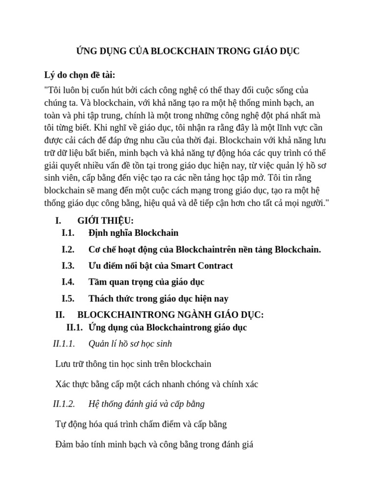 Nhóm 8 - NG D NG C A Smart Contract Trong Giáo D C | PDF