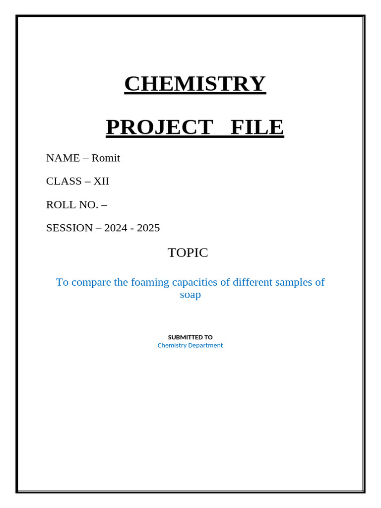 Chemistry Project Class 12 | PDF | Surfactant | Soap