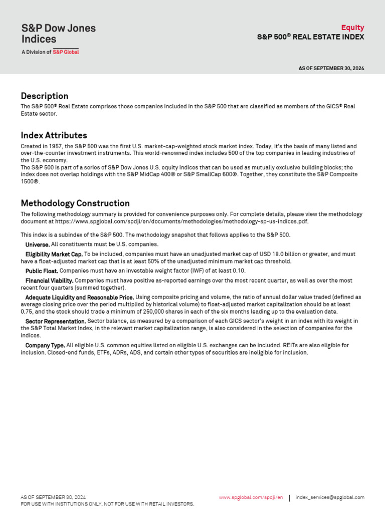 Fs SP 500 Real Estate Sector | PDF | Stock Market Index | Investing