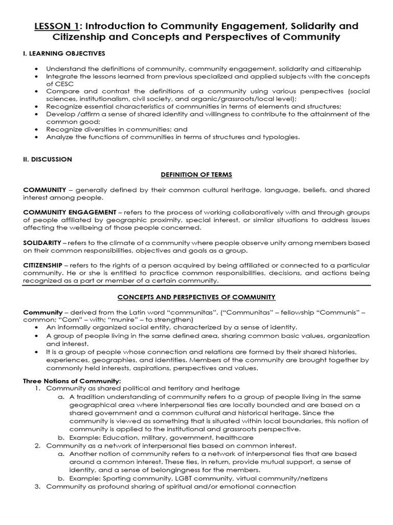 CESC LESSON 1 INTRO | PDF | Community | Institution CESC LESSON 1 INTRO | PDF | Community | Institution