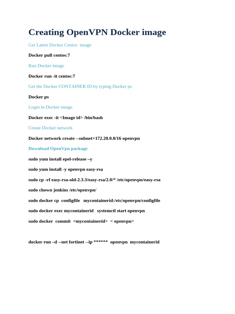 Creating OpenVPN Docker Image | PDF