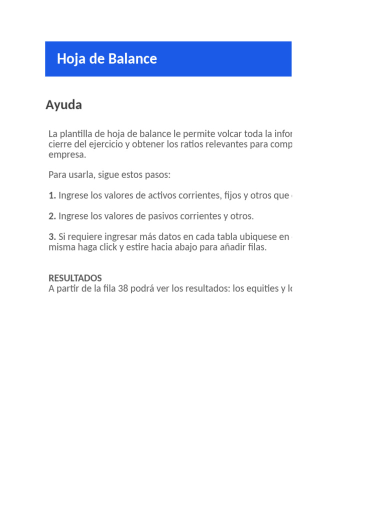Hoja de Balance en Excel | PDF | Hoja de balance | Contabilidad