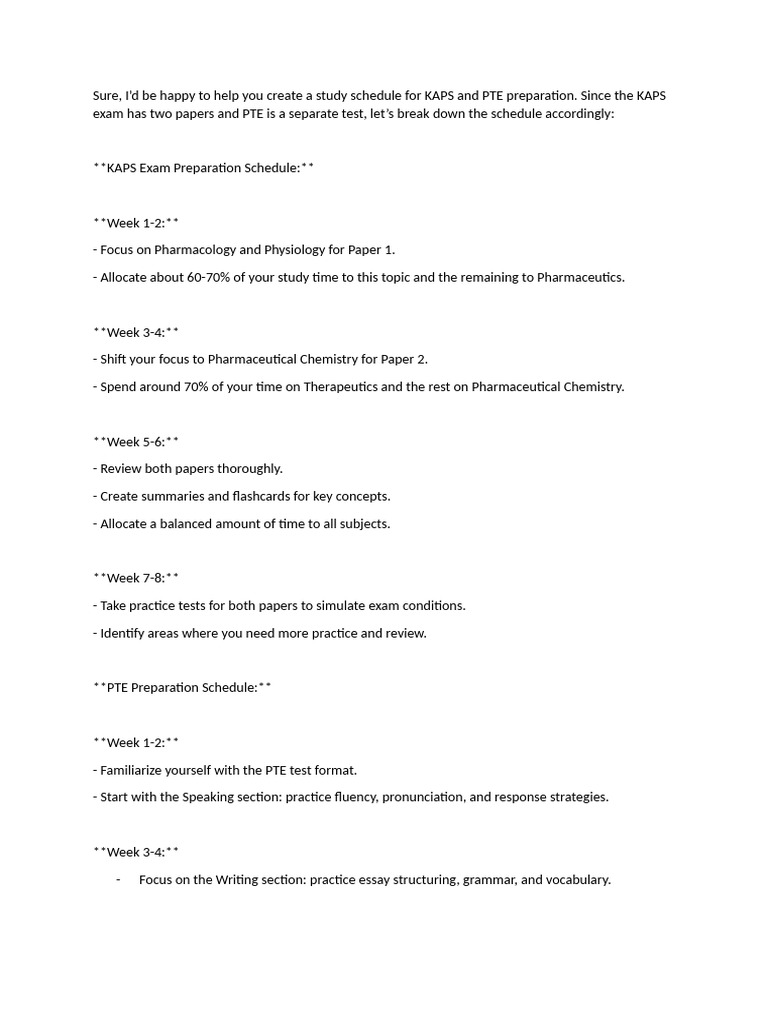 Kaps Schedule Time Table | PDF